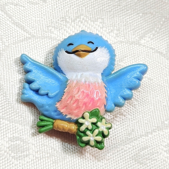 Hallmark | Jewelry | Hallmark Vintage Easter Bluebird Pin With Bouquet ...